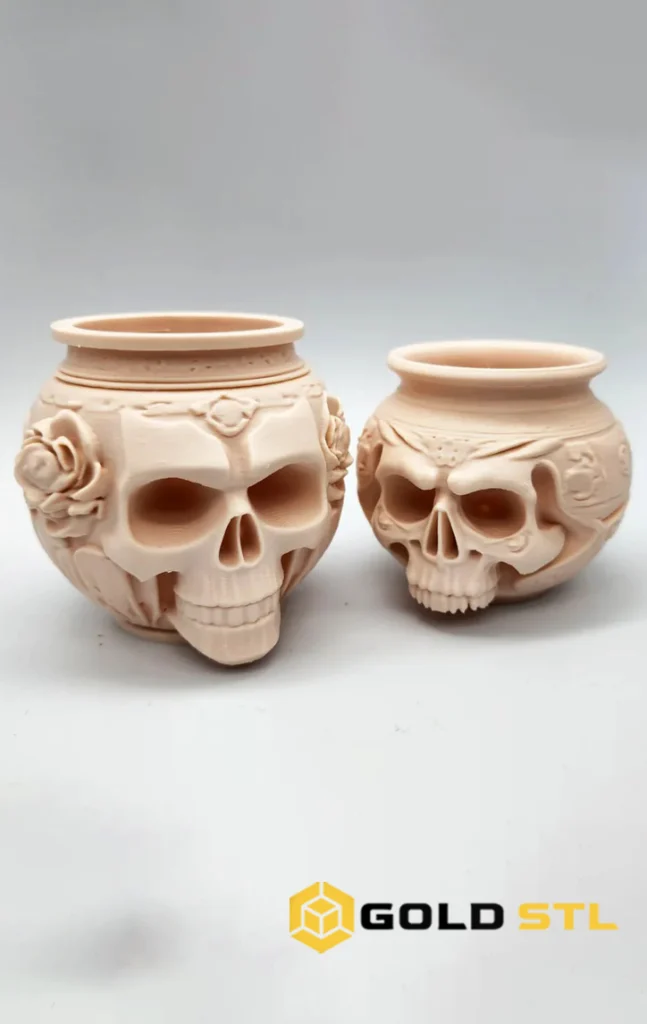 2 skull Vase 3D Print STL Model - Gold STL