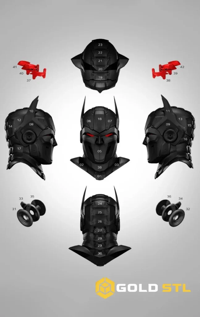 Batman Beyond Mask STL 3D Print Model - Gold STL