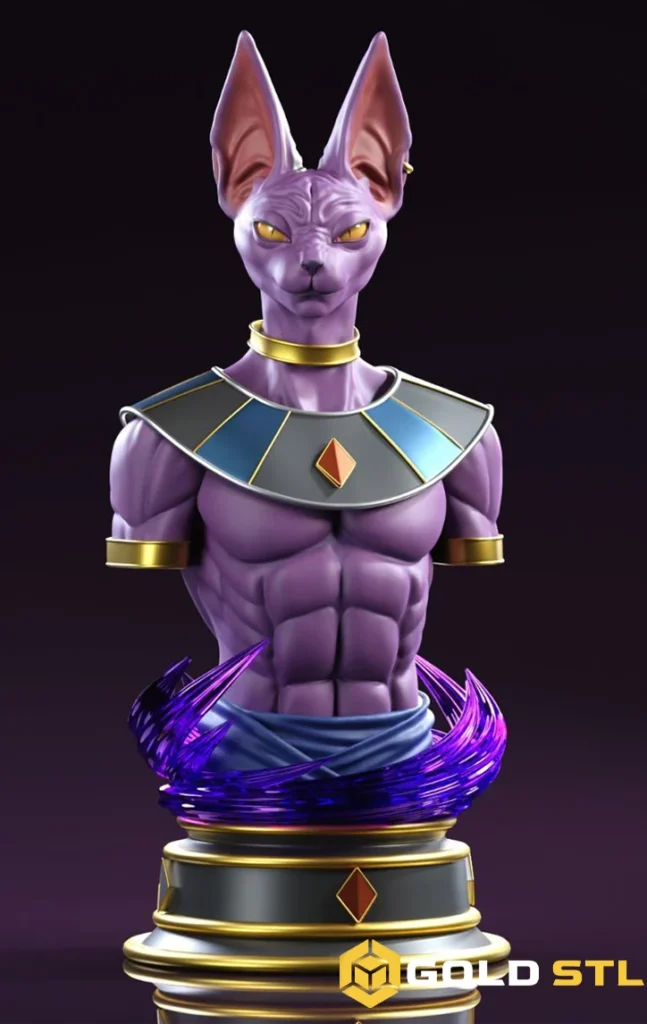 Beerus Bust STL 3D Print Model - Gold STL