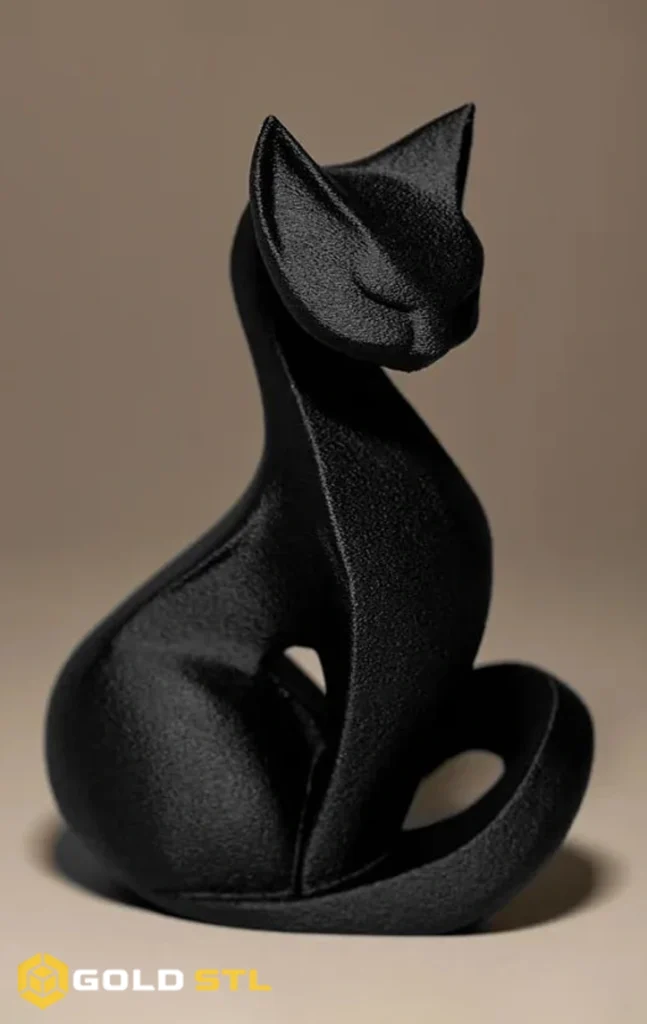 Black Cat STL 3D Print Model - Gold STL