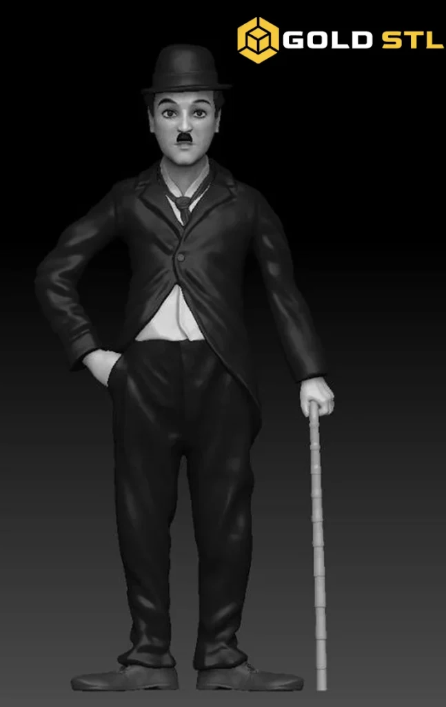 Charlie Chaplin 3D Print STL Model - Gold STL