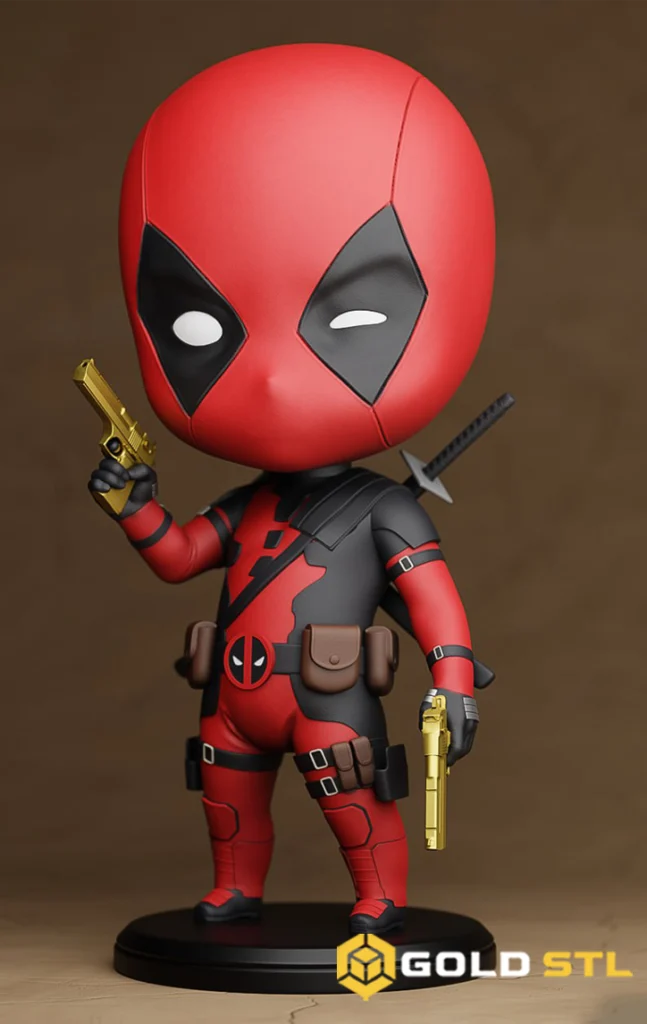 Deadpool Chibi STL 3D Print Model - Gold STL