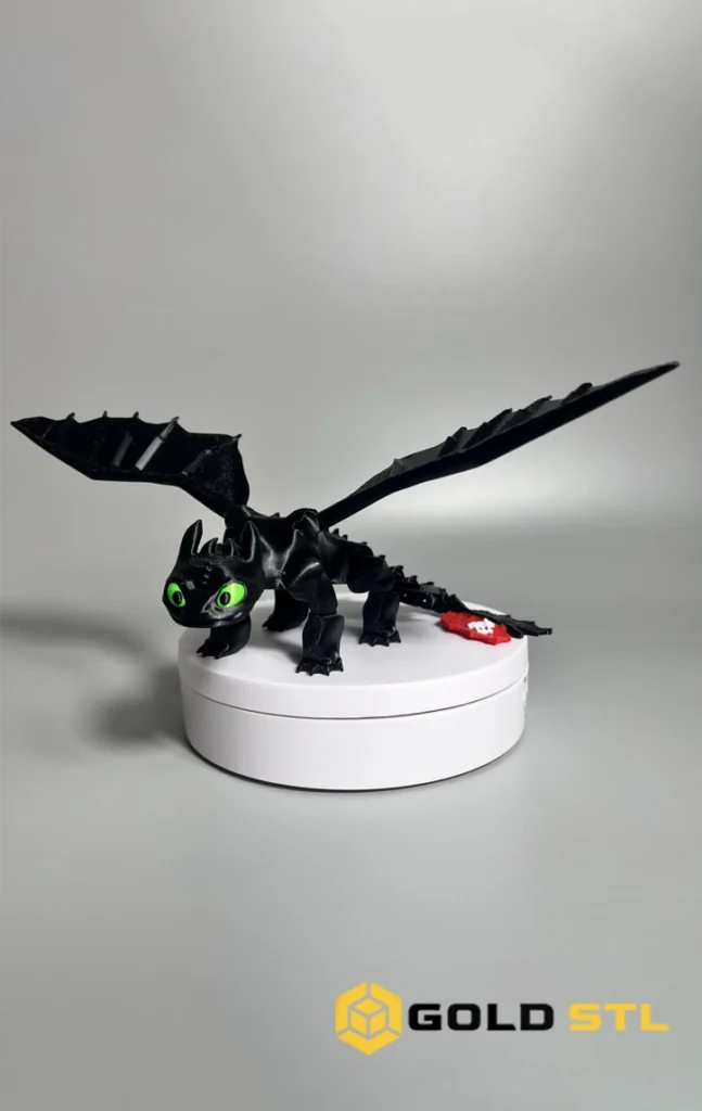 Flexi Toothless Dragon STL 3D Print Model - Gold STL