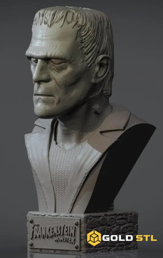 Frankenstein Monster Bust STL 3D Print Model - Gold STL