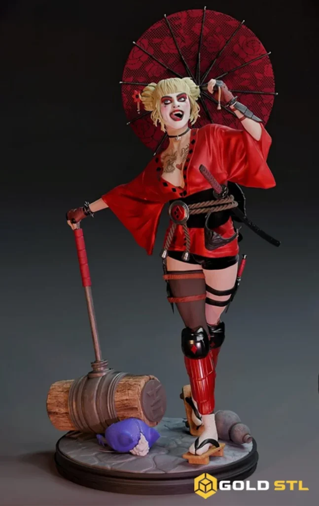 Harley Quinn Geisha 3D Print STL Model - Gold STL