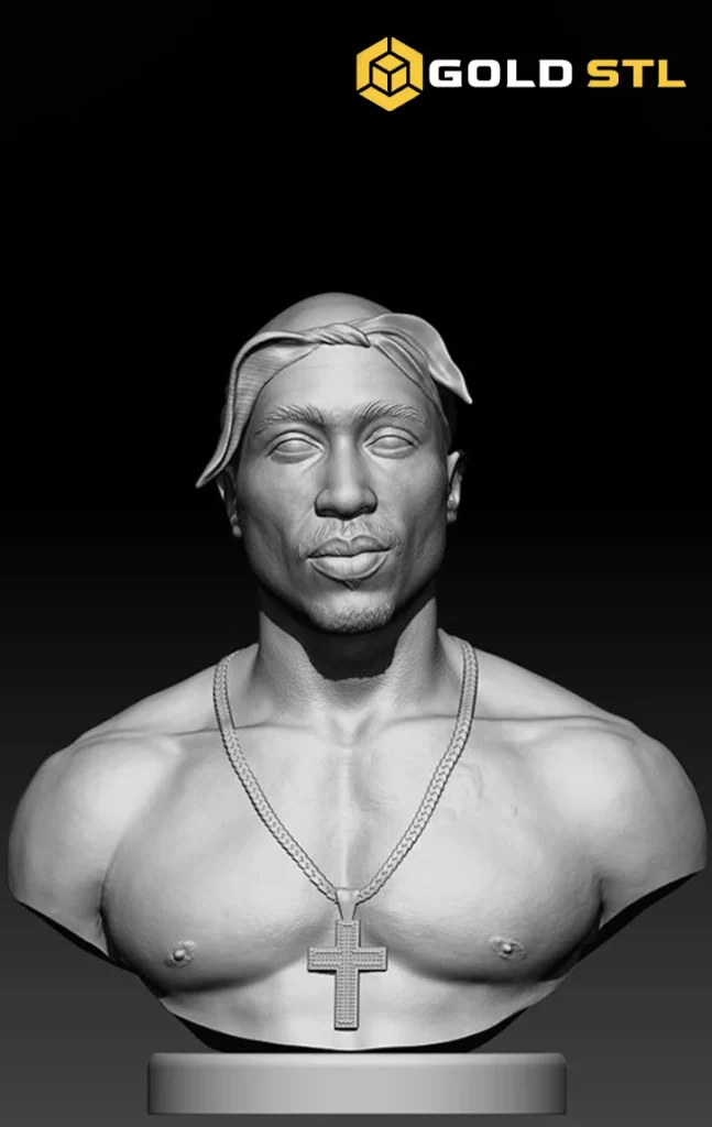 Tupac Shakur (2Pac) STL 3D Print Model - Gold STL