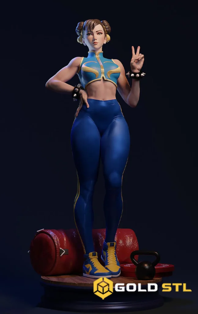 Chun-Li Street Fighter STL 3D Print Model - Gold STL