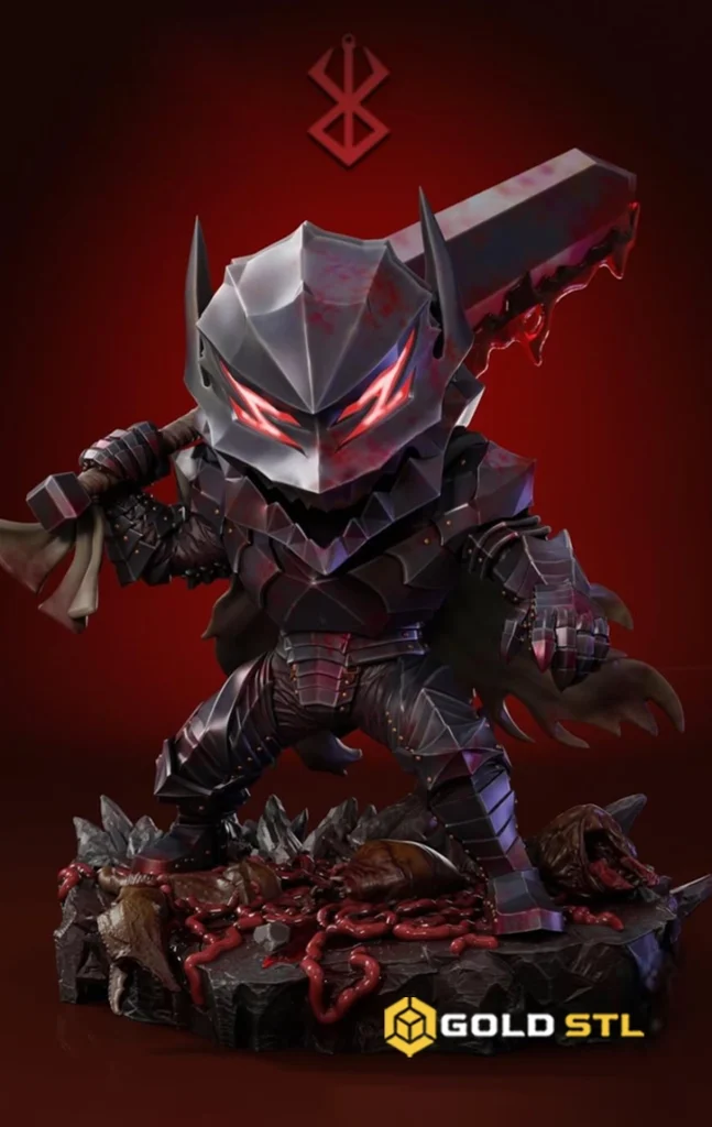 Chibi Guts Berserk STL 3D Print Model - Gold STL